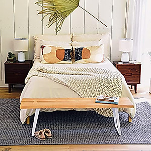 Main + Mesa Live Edge Wood Bench with Metal Frame, Natural/White