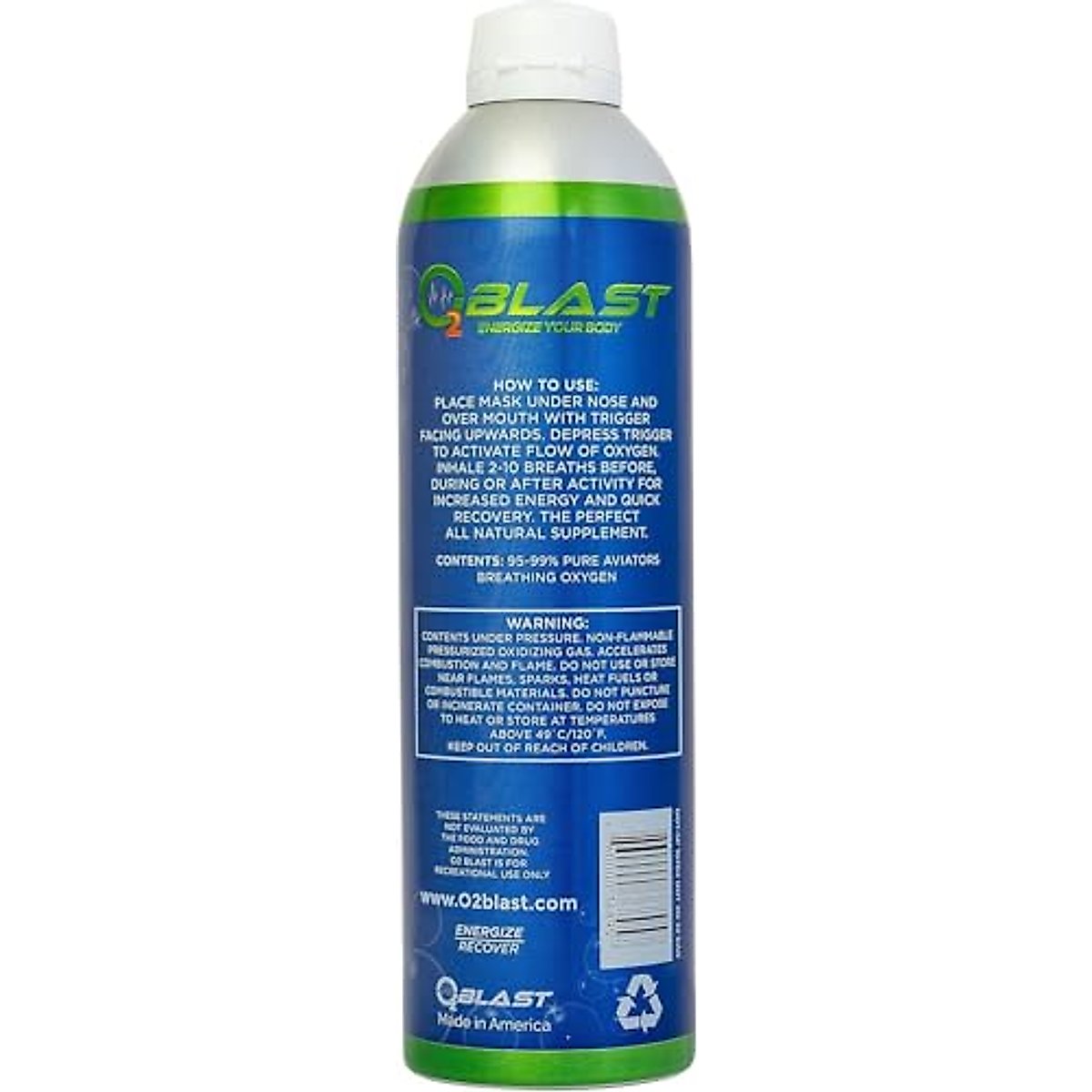 O2 Blast Oxygen Cans, 10 Liter 6 Pack Pure Oxygen Canisters with Sanitary Flip Top Cap, Portable Supplemental Oxygen for Breathing & High Altitude, Reduce Recovery Time & Increase Oxygen Levels.