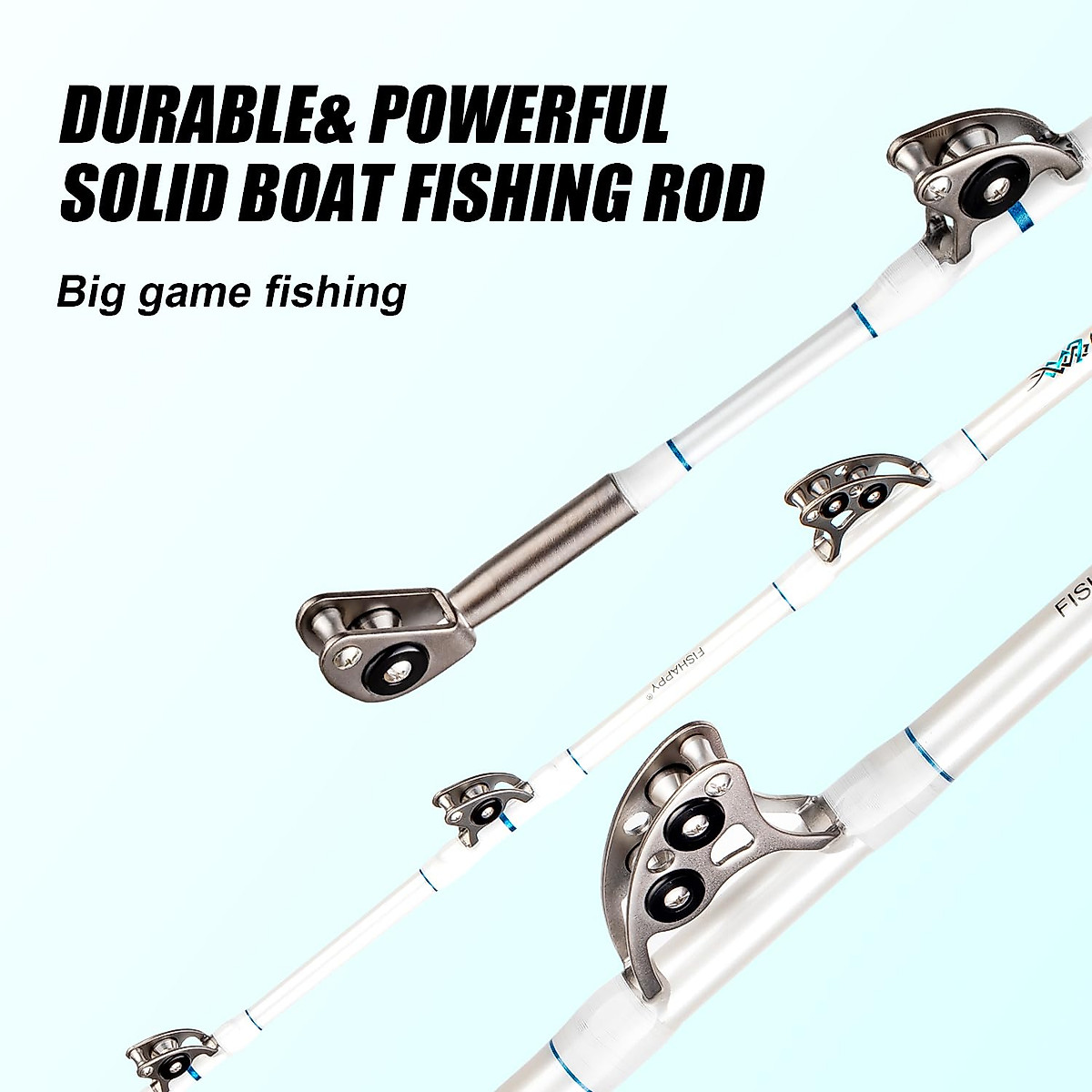 FISHAPPY Saltwater Offshore Bent Butt Heavy Trolling Fishing Rod Big Game Conventional Boat Fishing Rod with Roller Guides 6' (6' - 80-150lbs - Bent Butt II)