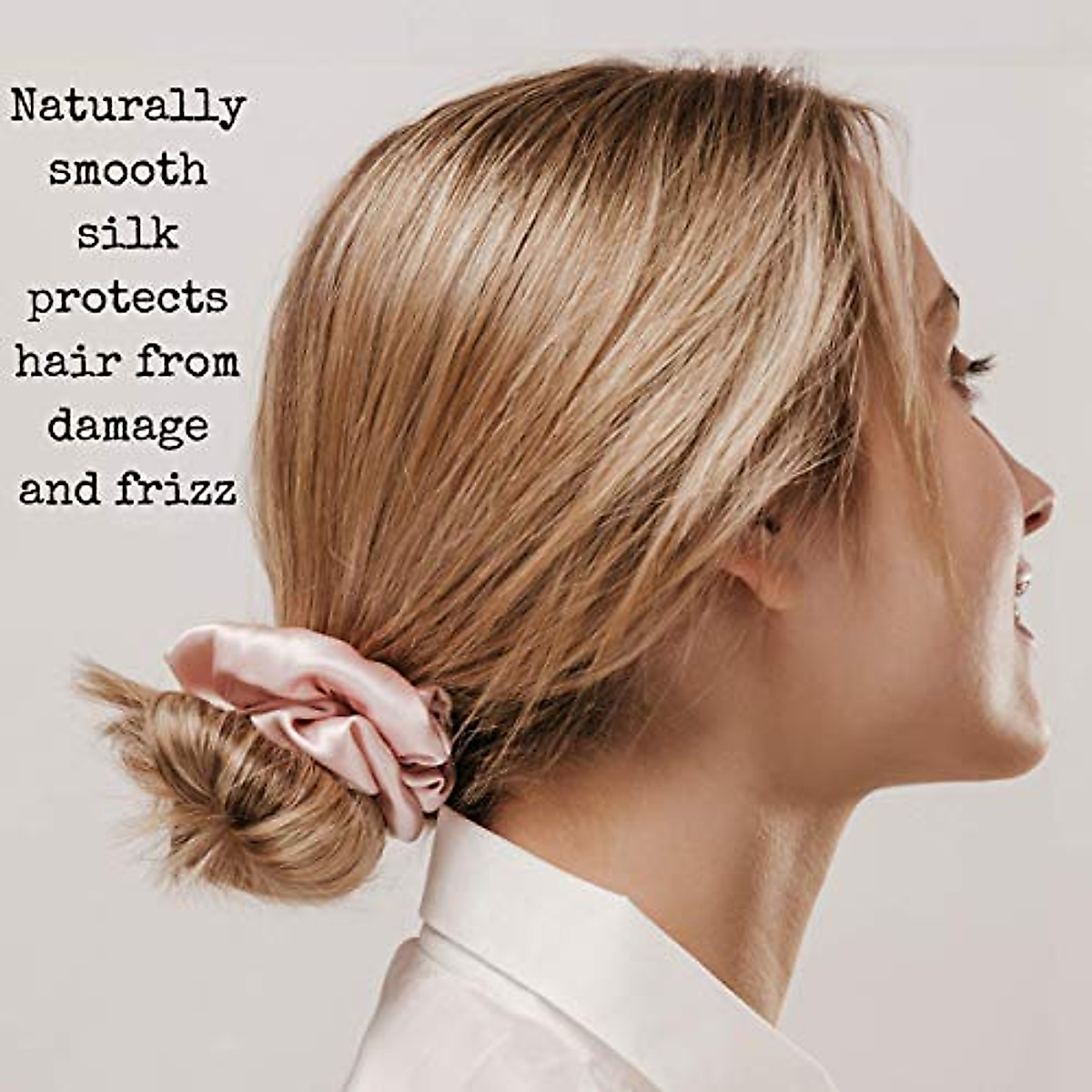 Celestial Silk Mulberry Silk Scrunchies for Hair (Large, Charcoal, Pink, Ivory)
