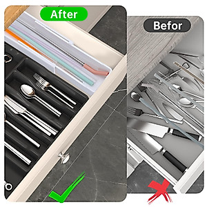 UXIETIN Expandable Straw Organizer Drawer for Cabinet,Reusable Extra Long Straw Drawer Organizer Fits for 60oz Stanley Long Straw