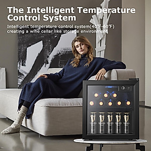 Xbeauty Beverage Refrigerator with 48 Can Mini Fridge for Office, Bar,Home,with Adjustable Removable Shelves,Convertible Door,Double Glass,1.3Cu. Ft