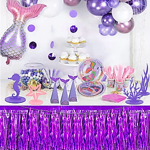 4P Purple Foil Fringe Metallic Streamers Banner Tassel Garland for Parade Floats, Bachelorette, Wedding, Birthday, Halloween, Christmas, Bridal/Baby Shower Party Decorations