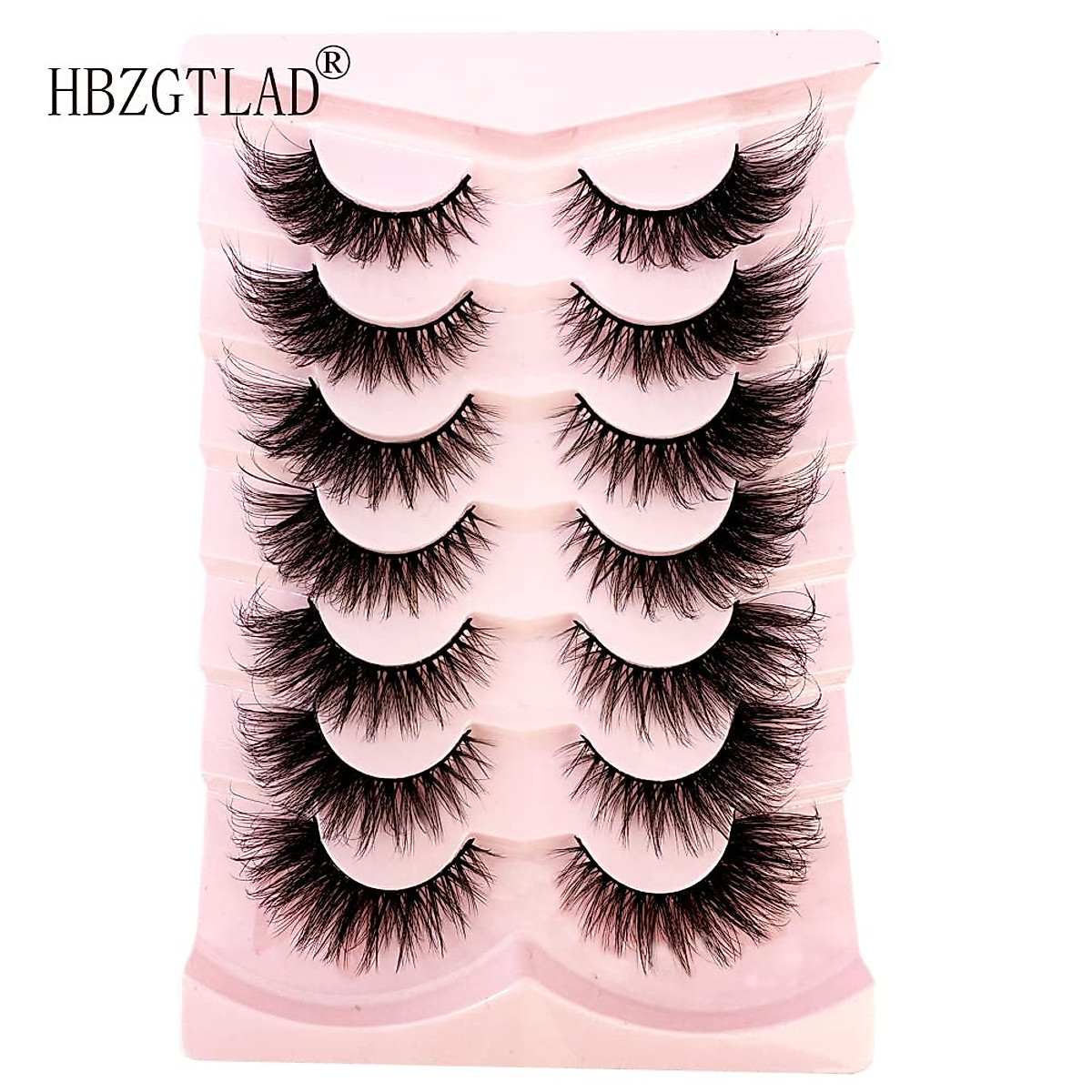 HBZGTLAD 7Pairs Segmented Half Lashes manga Lashes 3D Clear Band Lashes Natural Look Wispy Mink Lashes Fluffy Cat Eye Lashes Pack Fake Eyelashes (7pairs-A)