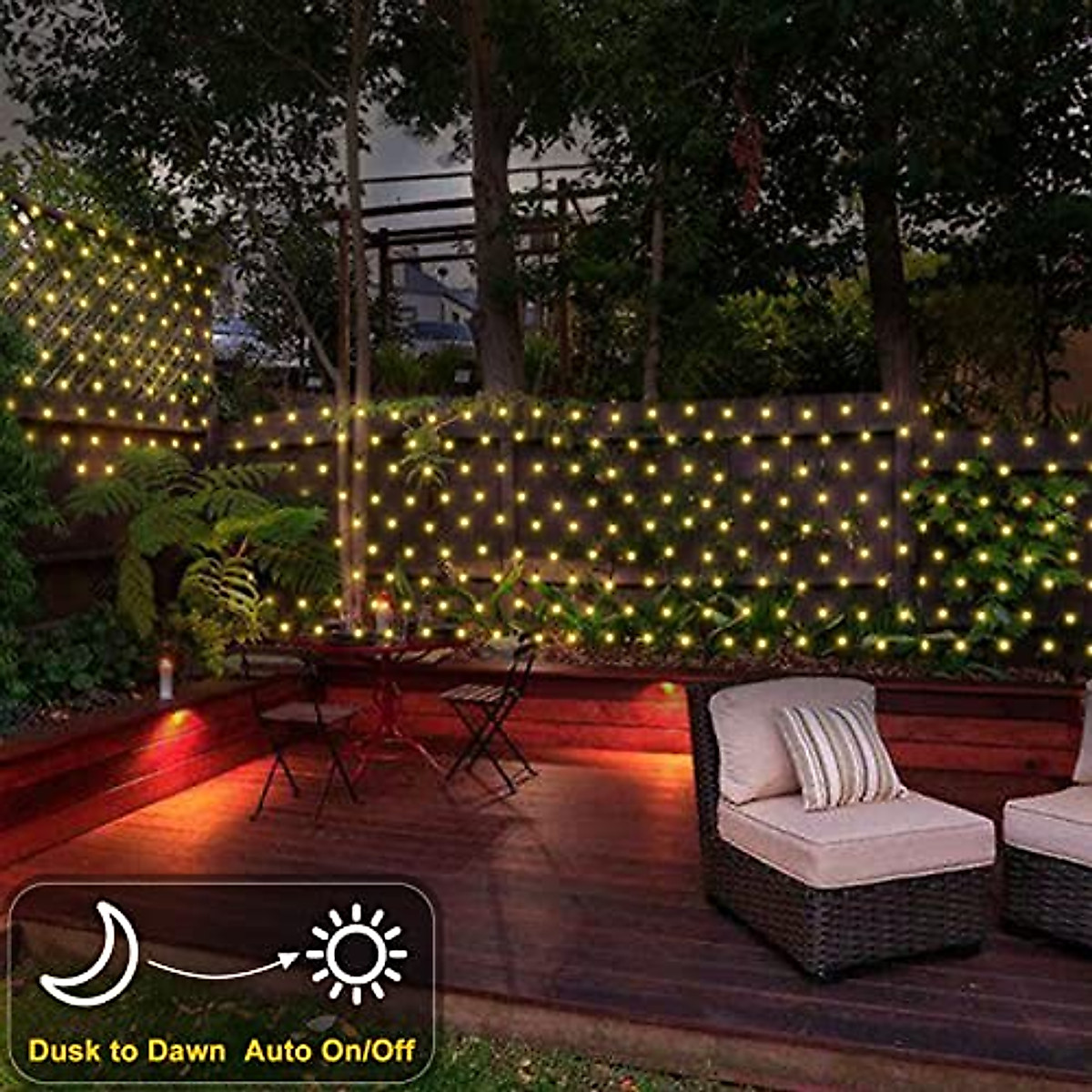 Solar Led Net Lights,100 LEDs Net Mesh Tree-Wrap Lights 4.9ft x 4.9ft,Dark Green Cable,8 Modes Outdoor String Decorative Lights for Window Wall Background Camping Beach Garden Patio (Warm White)