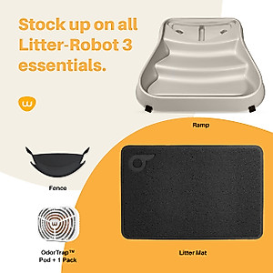 Litter-Robot 3 Accessory Kit by Whisker - Includes LitterTrap Mat, Beige Ramp, Fence, OdorTrap Pod + 1 Pack, for Use with Litter-Robot 3, The Automatic, Self-Cleaning Cat Litter Box
