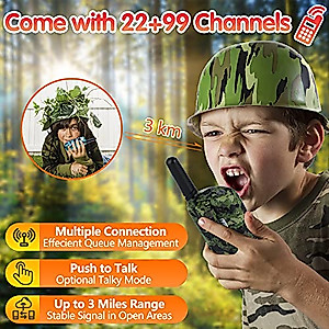 Tepsmigo Walkie Talkie for Kids, Toys for 3 4 5 6 7 8 9 10 Year Old Boys Girls, 2Pack Kids Walkie Talkies - 22+99 Channels and Backlit LCD Flashlight, 3 Miles Range for Outside, Camping, Hiking
