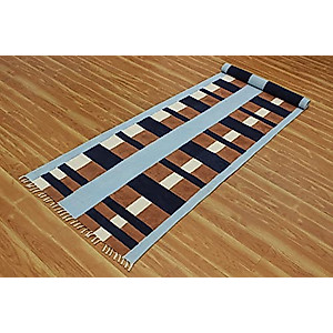 Casavani Hand Block Printed Cotton Dhurrie Geometric Black & Multicolor Area Dhurrie Best Uses For Home/Office 4x6 Feet Rugs for Bedroom,Living Room,Kids Room,Bathroom,Kitchen,Porch 6x12 Feet Runner