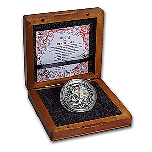 2018 CM CARVED SKULL OF ST.ALOYSIUS GONZAGA High Relief Silver Coin Antiqued 1 OZ Superb Gem Uncirculated