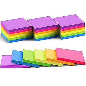 (24 Pack) Sticky Notes 3x3 in Post Bright Stickies Colorful Super Sticking Power Memo Pads, Strong Adhesive, 74 Sheets/pad