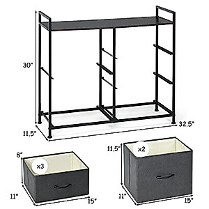 MAXCBD Nightstand Bedside Table Drawer Cabinet Cube Storage Cabinet Wide Dresser Organizer Unit 5 Easy Pull Fabric Drawers Home Simple and Fashionable Style Easily Storage Tower Dresser