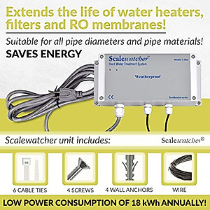 Scalewatcher 5 Waterproof Electronic Descaler | USA Made & Patented Hard Water Softener/Conditioner Alternative | 700mA Salt-Free Electric Limescale Remover for Swimming Pool, Irrigation & More