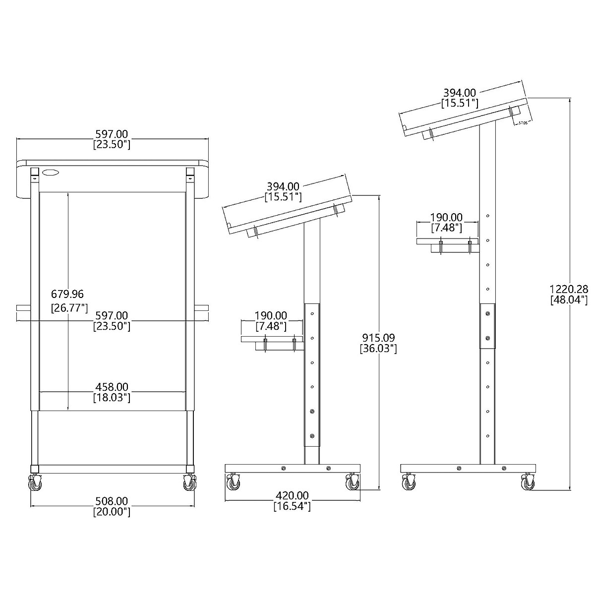 FixtureDisplays® Floor Standing Pulpit Adjustable Height Lectern Podium w/Casters, Heavy Duty Steel Frame, Rolling Podium 18147-NPF