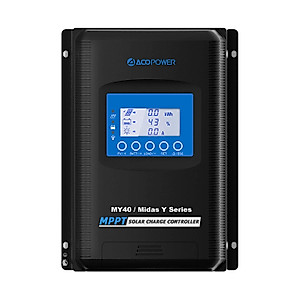 ACOPOWER Midas 40A MPPT Solar Charge Controller 100V PV Negative Ground Solar Panel Controller Works with 12/24V 520W/1040W Battery AGM,Lithium and LiFePO4 Battery Charger