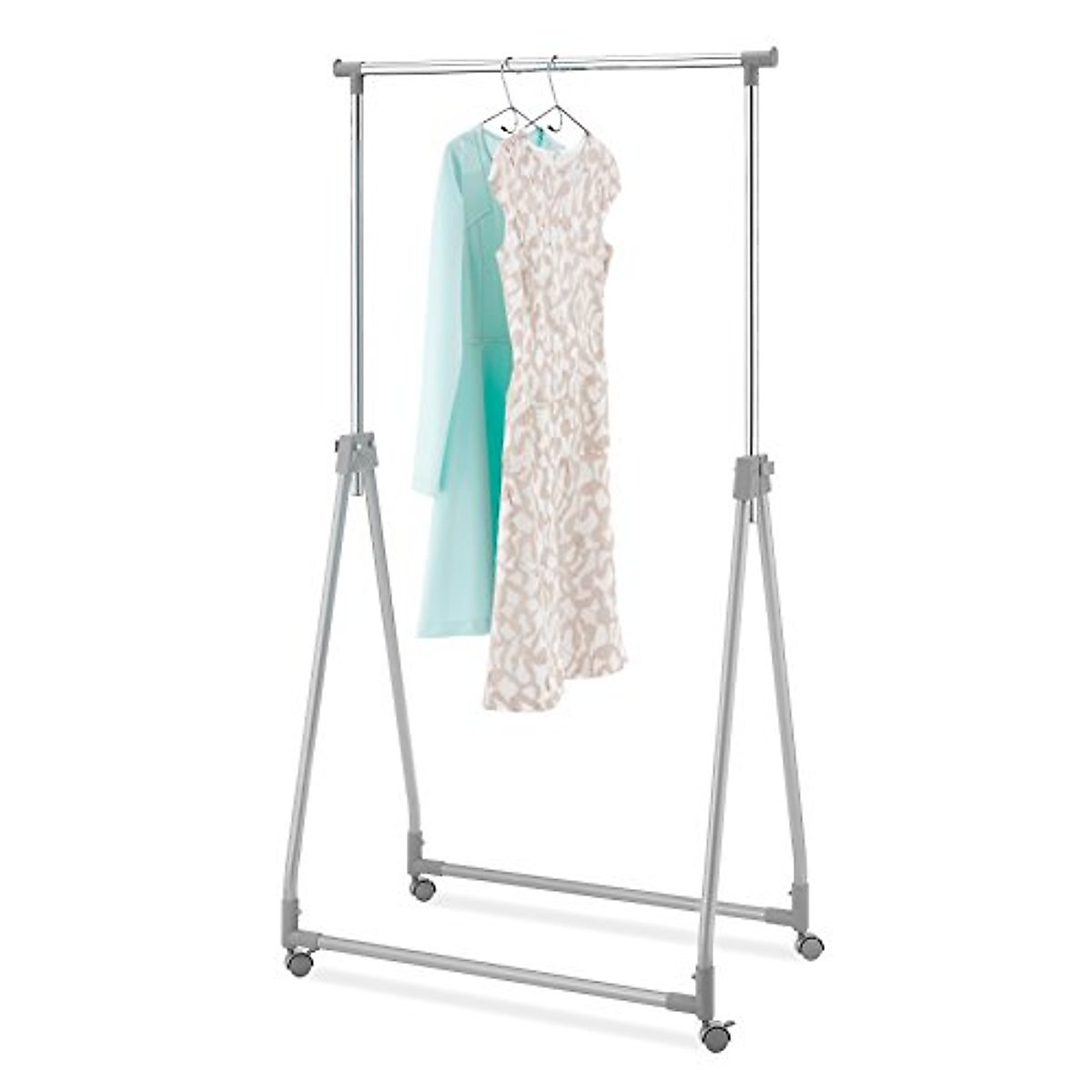 Whitmor Foldable Garment Rack - Rolling Clothes Hanger - Adjustable Height