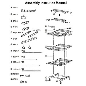 Moclever Clothes Drying Rack,3-Tier Collapsible Rolling Dryer Clothes Hanger Adjustable Large Stainless Steel Garment Laundry Racks with Foldable Two Side Wings Grey Indoor Outdoor