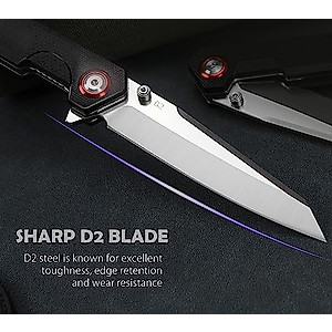 Pocket Folding Knife for EDC, 3.54" D2 Steel Blade Everyday Carry Folding Knife with Clip, G10 Handle for Camping, Fishing, Hiking, Fruit Knife Outdoor Activities Home Improvement, Gifts For Men Women