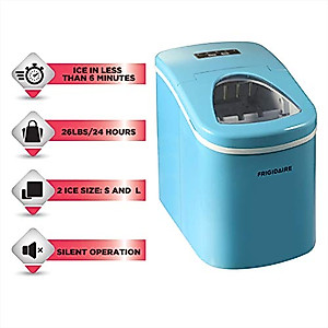 Frigidaire EFIC108-BLUE Counter-top Portable, Compact Ice Maker, Blue, 26 lb per Day