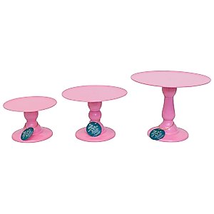 So BOLEIRAS ABS Plastic Colorful Set of 3 Cake Stands (Pink), Easy to use Concept for a More Creative Production for Party, Wedding, Small 9Inchx5Inch, Medium 11Inchx7Inch, Large 12,5Inchx10Inch