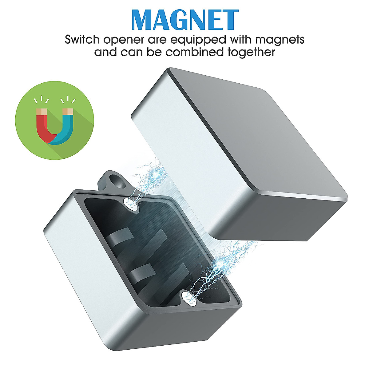 HONKID Switch Opener Aluminum Keyboard Switch Opener for Cherry MX Gateron Kailh Box Outemu Akko and Panda Mechanical Switches with Metal Magnet (Grey)