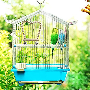 Allazone Bird Parrot Toys, 18 PCS Hanging Bell Pet Bird Cage Hammock Swing Toy Bird Perch Toys Wooden Chewing Toy for Conures, Love Birds, Small Parakeets Cockatiels, Macaws (2)