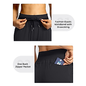 G Gradual Women's Joggers Pants with Zipper Pockets High Waisted Athletic Tapered Sweatpants for Women Workout Lounge (Black, Large)