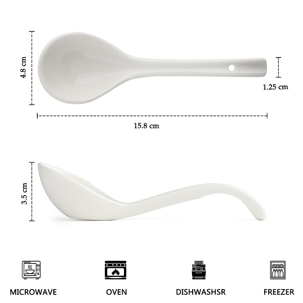 Soup Spoons Asian Soup Spoon Set of 6 Ceramic Chinese Soup Spoons Porcelain Ramen Spoons for Pho Dumpling Miso Cereal