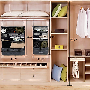 TABITORA Portable Hanging Travel Shelves Bag Packing Cube Organizer Suitcase Storage Large Capacity (Grey L)