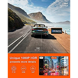 Vantrue E1 Lite 1080P WiFi Mini Dash Cam with GPS and Speed, Free APP, Voice Control Front Car Dash Camera, 24 Hours Parking Mode, Night Vision, Motion Detection, Loop Recording, Support 512GB Max