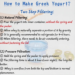 Generic Greek Yogurt Strainer with Lid.Yogurt Filter with Ultra Fine Mesh,to Makes small batches(450g) of Thick Creamy Greek or Coconut Yogurt, 5.12*5.12*5.12inch, Clear and bule