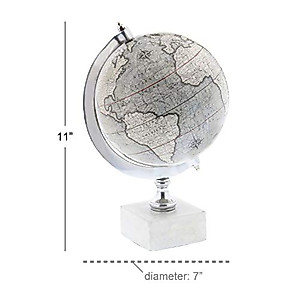 Deco 79 Marble Globe with Marble Base, 7" x 7" x 11", White