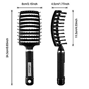 Hair Brush Set, Curved Vented Detangling Hair Brushes for Women Men Kids, Professional Vent Styling Brush for Wet Dry Curly Thick Straight Hair Fast Blow Drying Brush (Pink+ Black)