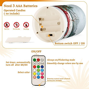 Kcldeci Flameless Candles Merry Christmas Red Truck Battery Operated Candle LED Flameless Candles Remote Control Candles Outdoor LED Flameless Pillar Candles Set of 2