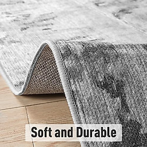 RESARE Modern Abstract Area Rugs 8x10 Distressed Rug Machine Washable, Ideal Home Decor, Gray