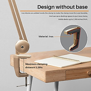 bemelux Task Lamp with Clamp, Bright 117PCS LEDs, Metal Swing Arm 24W 2200 Lumen Dimmable Led Desk Lamp for Architect Home Office Study Reading Dorm Workbench Craft, 23 Inch Lamp Head Work Lamp