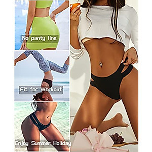 Knowyou Seamless Underwear for Women Sexy Bikini Panties No Show High Cut Hipster Stretch Straps Cheeky Panty for Ladies 6 Pack-A-L