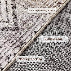 OMERAI Washable Rugs 5x7 Boho Washable Rug Anti-Slip Backing Soft Woven Washable Rug for Living Room, Bedroom, Home Decor, Beige Washable Area Rug (5'x7', Khaki)