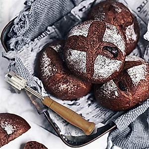 Amytalk Bread Lame with Replaceable 5 Blades, Bread Lame Dough Scoring tool with Wooden Handle, Lame Bread Slashing Tool, Bakers Lame for Cutting Bread