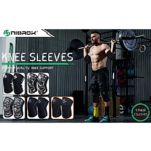 Knee Sleeves (1 Pair), 7mm Neoprene Compression Knee Braces, Great Support for Cross Training, Weightlifting, Powerlifting, Squats, Basketball and More