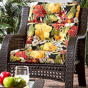Greendale Home Fashions Indoor/Outdoor High Back Chair Cushion, Aloha Black