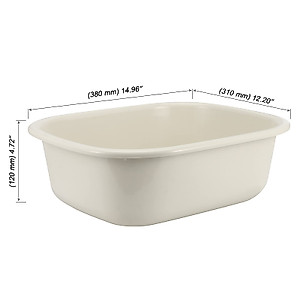 MOUYAT 4 Pack 13L Plastic Wash Basin, 14 Quart Plastic Commercial Bus Box, Rectangular Wash Tub Basin, Beige Dish Pans for Washing Dish, Sink, Cleaning Supplies
