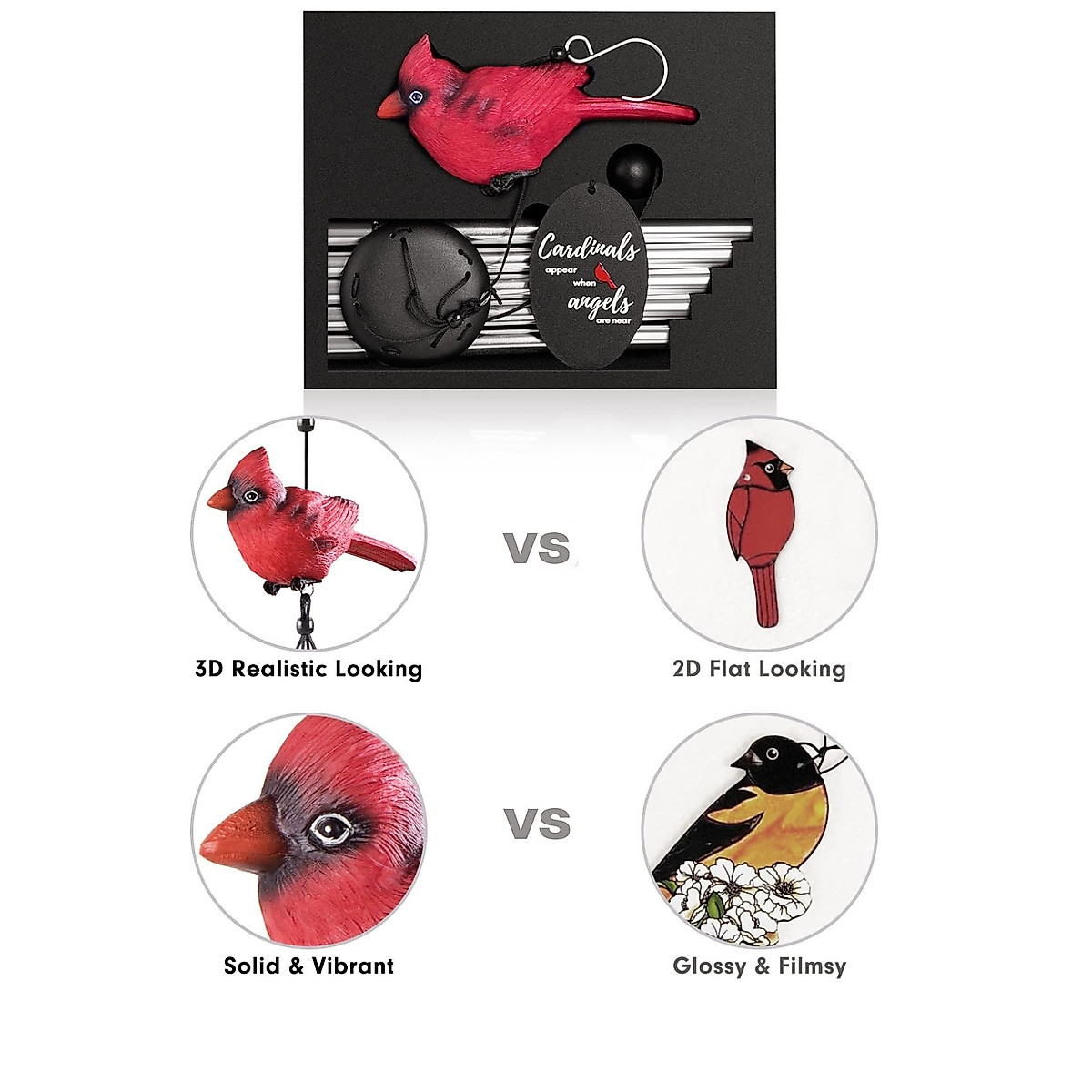 YOUNTASY Cardinal Gifts, Cardinal Wind Chimes, Cardinal Memorial Gifts for Loss of Loved One, Sympathy Gift Ideas for Bereavement, Condolence, Remembrance, Red Cardinal Figurine Decor, 26" Small Size