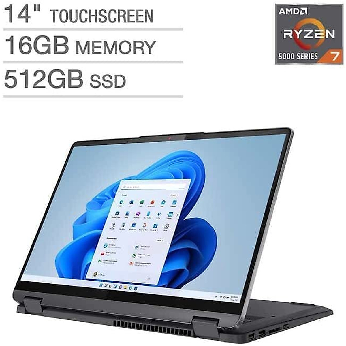 2022 Lenovo IdeaPad 5 Pro Laptop, 14" 2K (2240 x 1400) IPS 100% sRGB 16:10 Touch Display, AMD Ryzen 5 5600U,16GB RAM, 512GB PCIe SSD, Two Type-C Port, Webcam, Backlit KB, Win 11