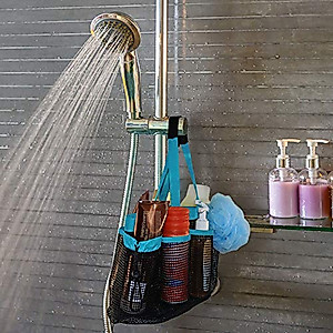 Simply Things Heavy Duty Mesh Shower Bag Caddy and Tote with 9 Storage Compartments and 2 Reinforced Handles, This Mesh Shower Bag is Quick Drying for Dorm, Gym, Camping, or Travel (blue)