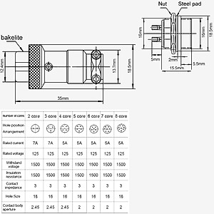 DIYhz GX16 6 Pins Panel Mount Circular Metal Aviation Connector Adapter Male Female Plug Metal Socket (10 Pcs)
