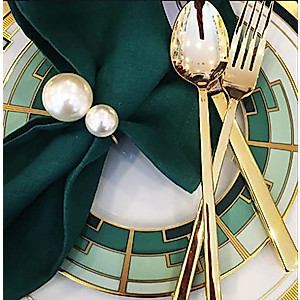 KESOTE Set of 12 Pearl Napkin Rings, Gold Napkin Ring Holders for Formal or Casual Dinning Table Decor