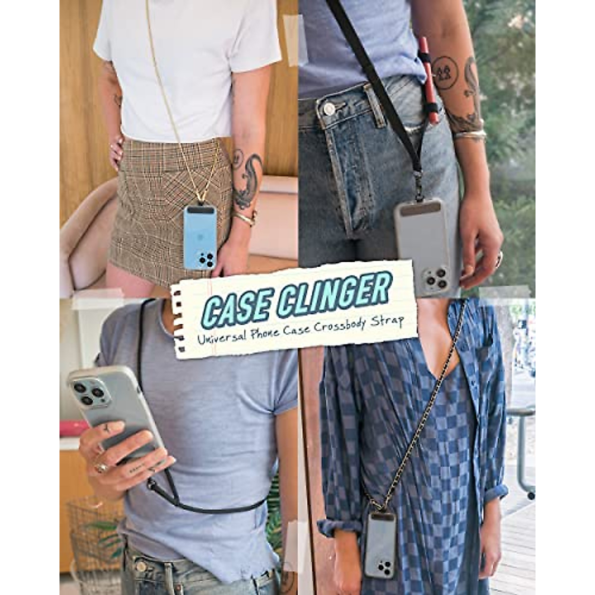 Smartish Phone Lanyard - Case Clinger - Universal iPhone Holder with Detachable Crossbody Shoulder Neck Strap - Gold Snake Chain