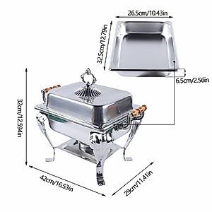 TFCFL Stainless Steel Food Warmer Chafer Chafing Dishes Buffet Set Square Buffet Stove Buffet Warming Container for Home and Restaurant Use