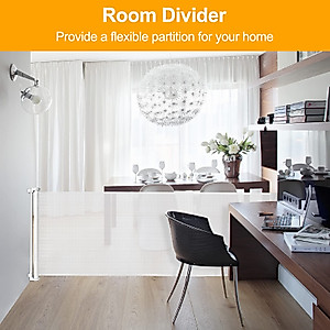 Mom's Choice Awards Winner - WOMHOM 100 Inch Extra Wide Retractable Baby Gates Extra Wide Baby gate for Large Opening Extra Long Dog Gates for The House Extra Large Pet Gate for Dogs Indoor Baby Fence