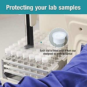 ALWSCI Borosilicate Clear Glass 40 ML EPA TOC Screw Neck Vial with White PP Screw Cap, Center Hole, PTFE Silicone Liner, Ultra-Clean, Case of 72